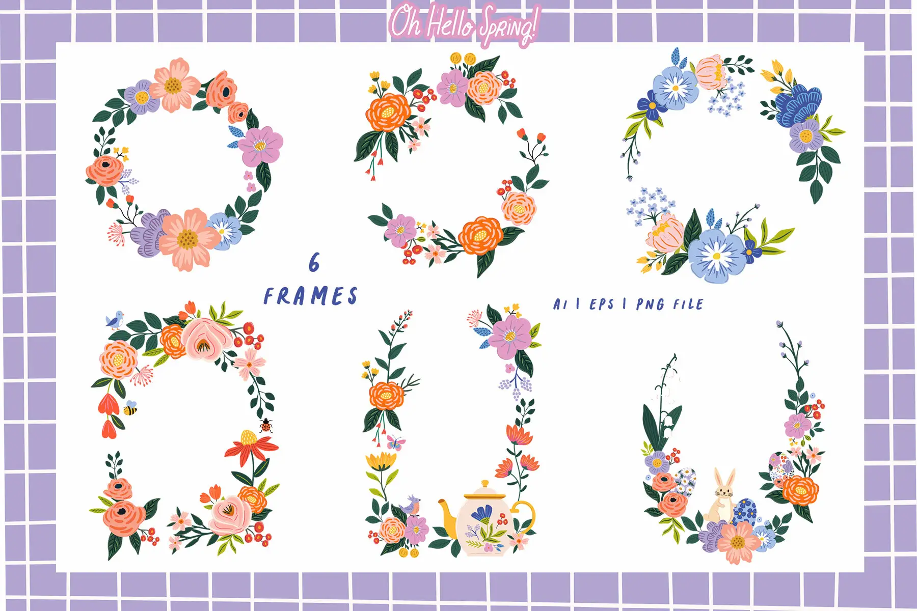 Spring Floral Clipart Pattern Collection Graphics - YouWorkForThem
