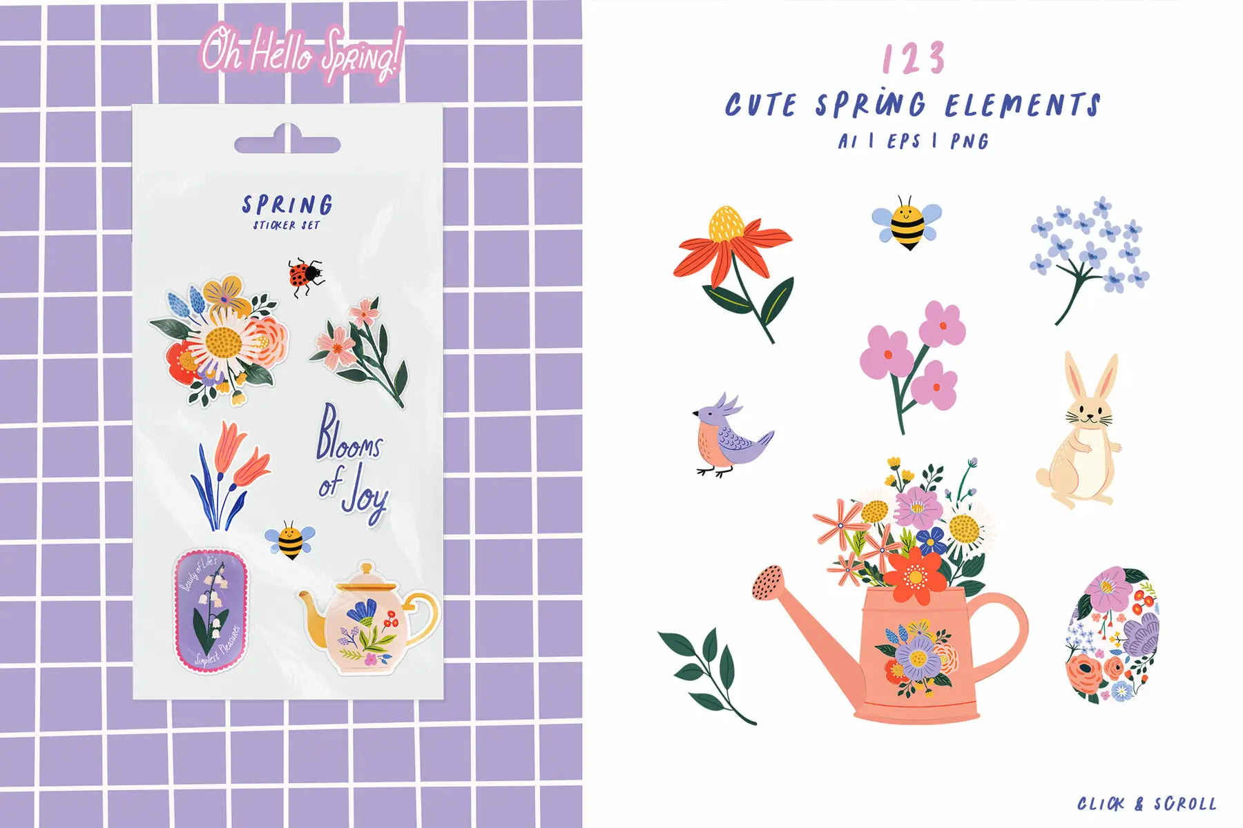 Spring Floral Clipart Pattern Collection Graphics - YouWorkForThem