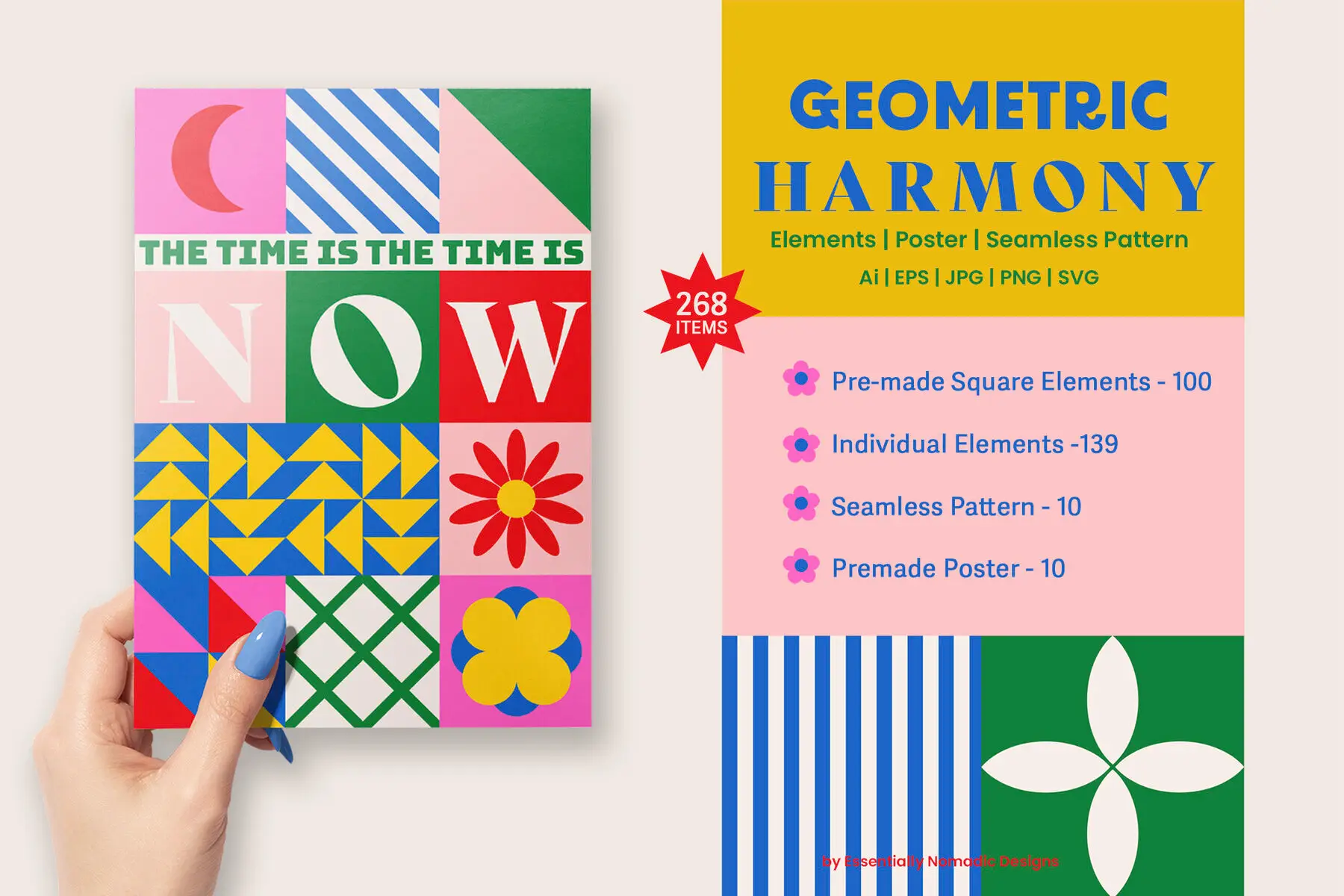 Bright Geometric Pattern Shapes Creator Kit Graphics - YouWorkForThem