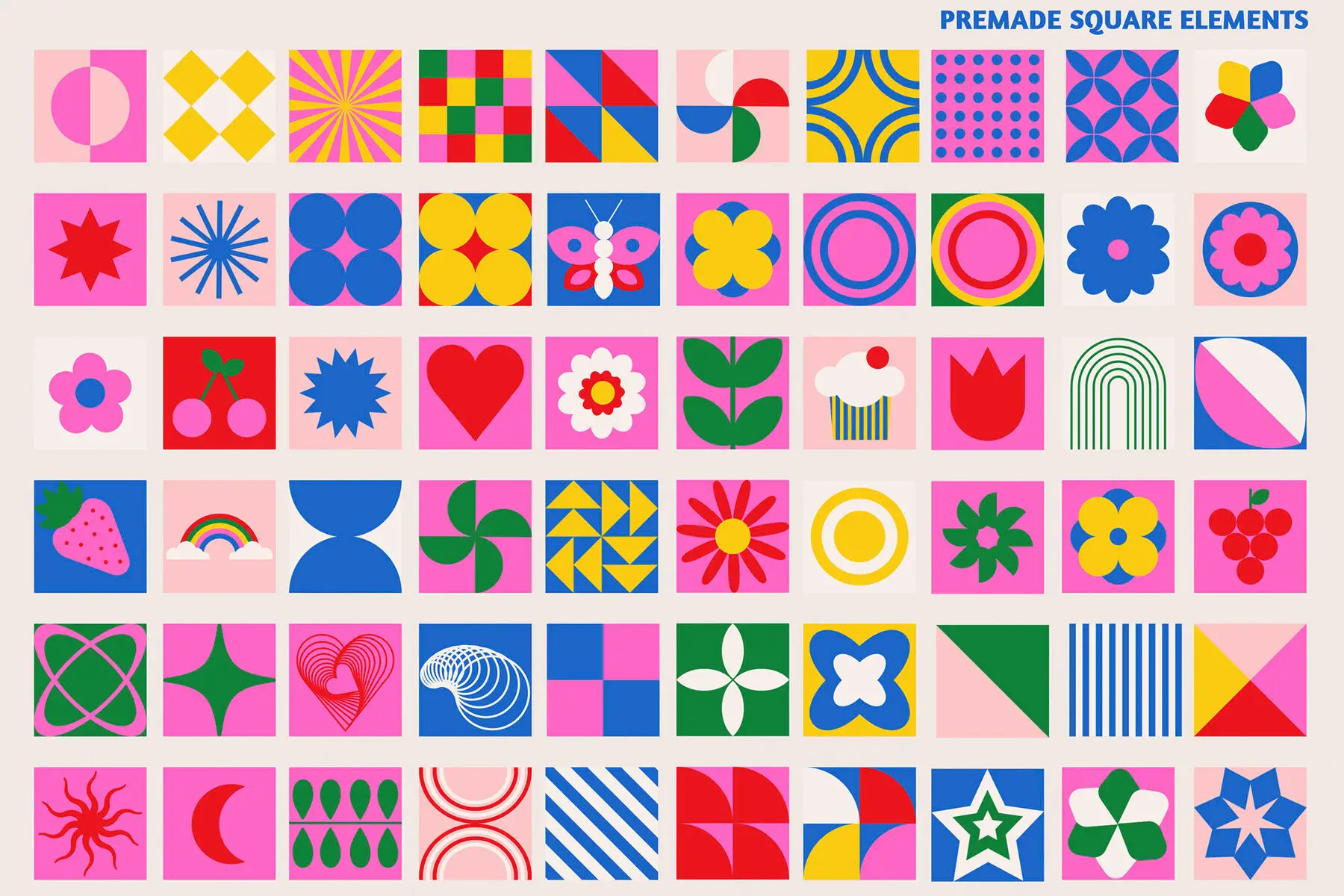 Bright Geometric Pattern Shapes Creator Kit Graphics - YouWorkForThem