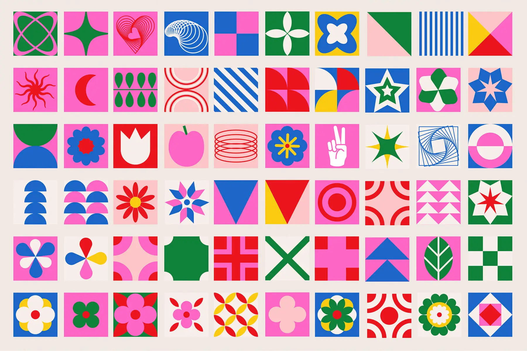 Bright Geometric Pattern Shapes Creator Kit Graphics - YouWorkForThem