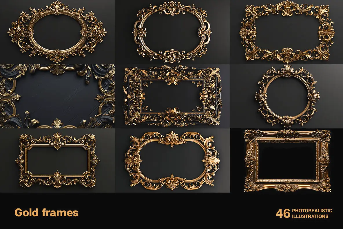 Gold frames Graphics - YouWorkForThem