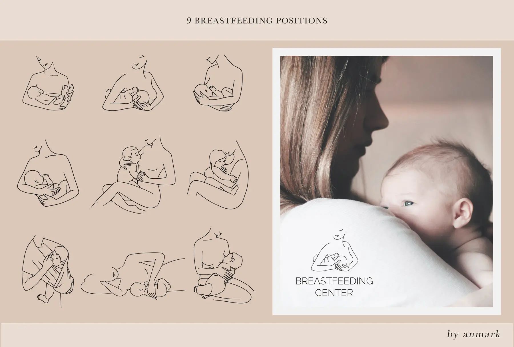 Pure Love - Mom Baby Line Art Motherhood Graphics - YouWorkForThem