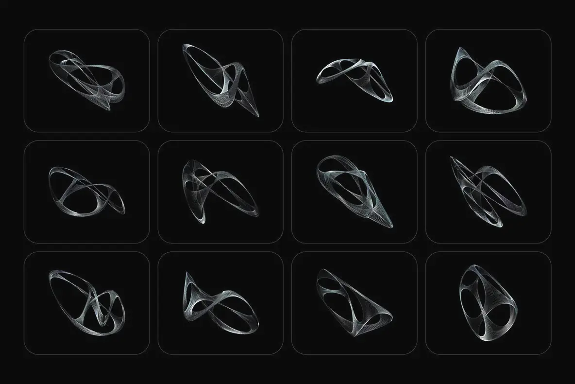 3D Chrome Wireframes Graphics - YouWorkForThem