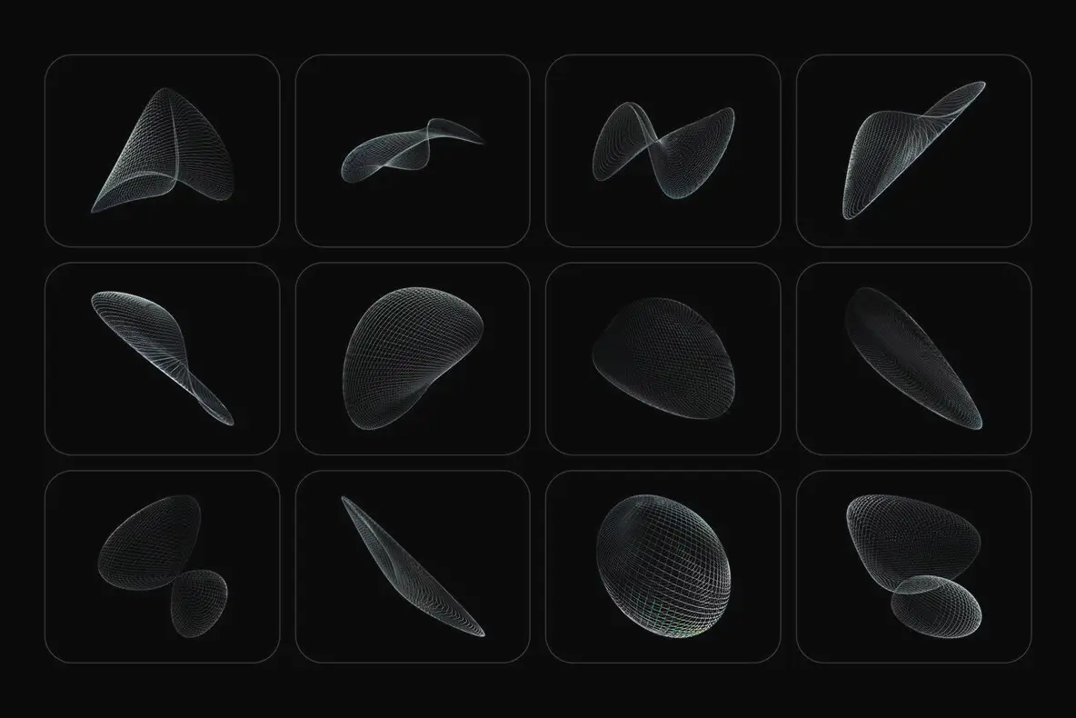 3D Chrome Wireframes Graphics - YouWorkForThem