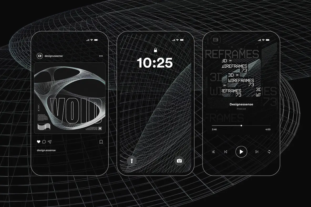 3D Chrome Wireframes Graphics - YouWorkForThem