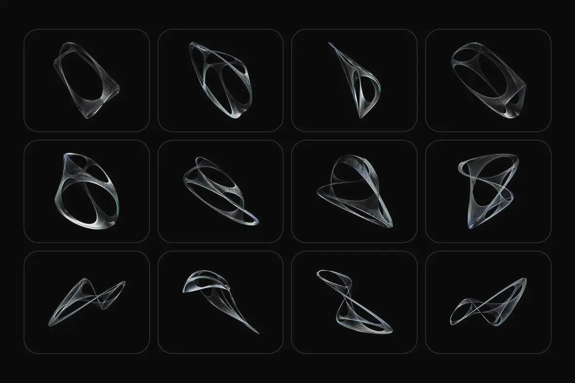 3D Chrome Wireframes Graphics - YouWorkForThem