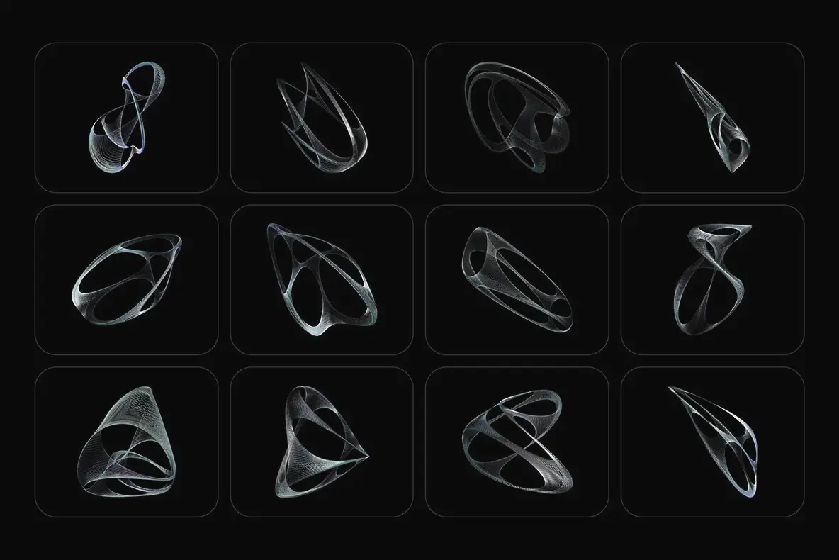 3D Chrome Wireframes 3D - YouWorkForThem