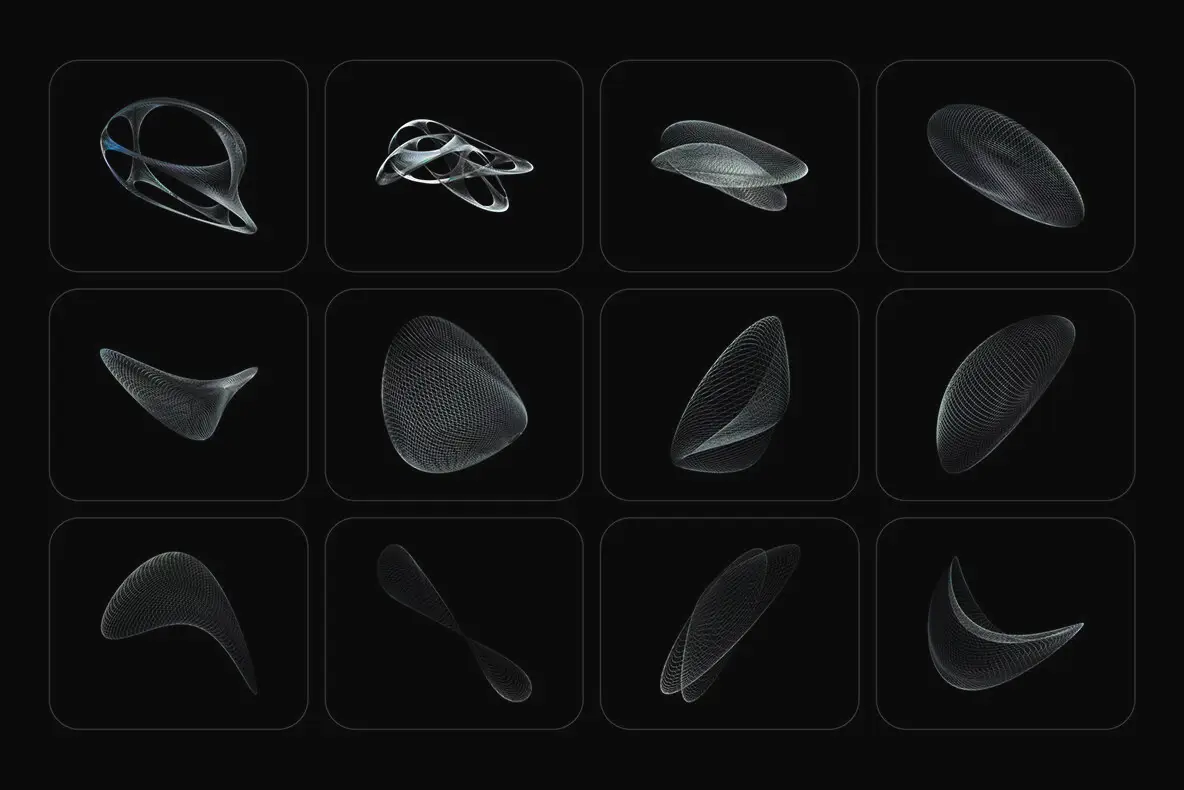 3D Chrome Wireframes Graphics - YouWorkForThem