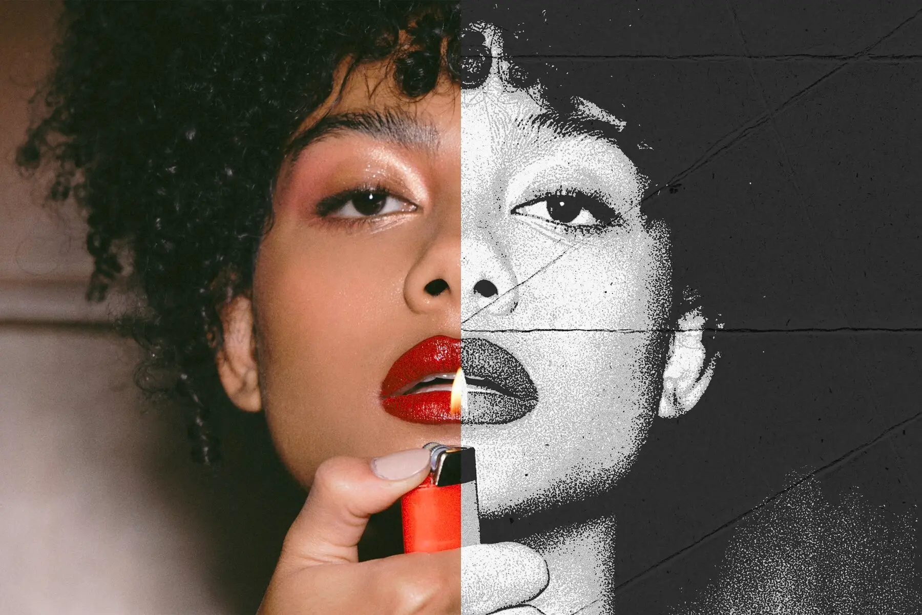 Black White Folded Photo Effect - YouWorkForThem