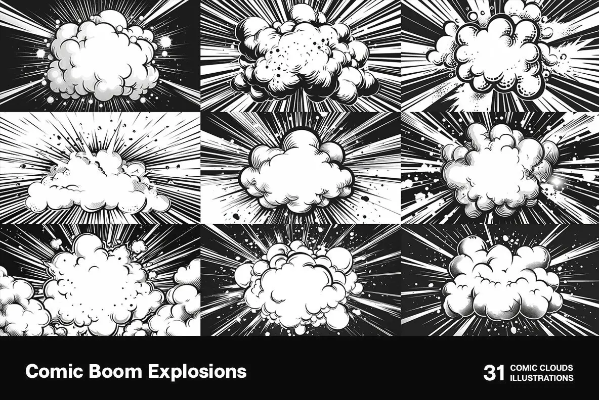 Comic boom explosions Illustrations - YouWorkForThem