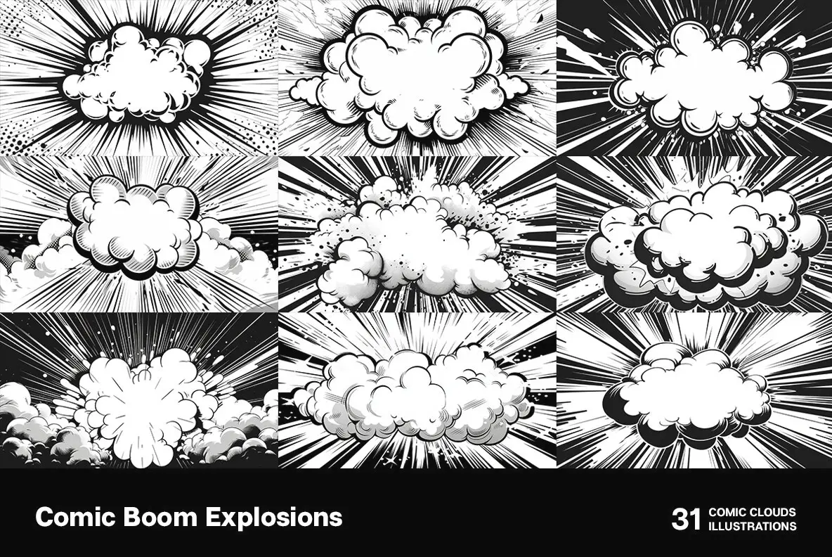 Comic boom explosions Graphics - YouWorkForThem