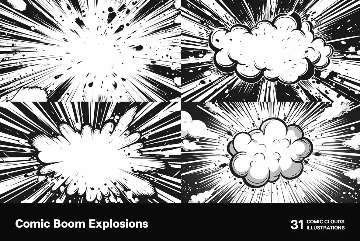 Comic boom explosions Illustrations - YouWorkForThem