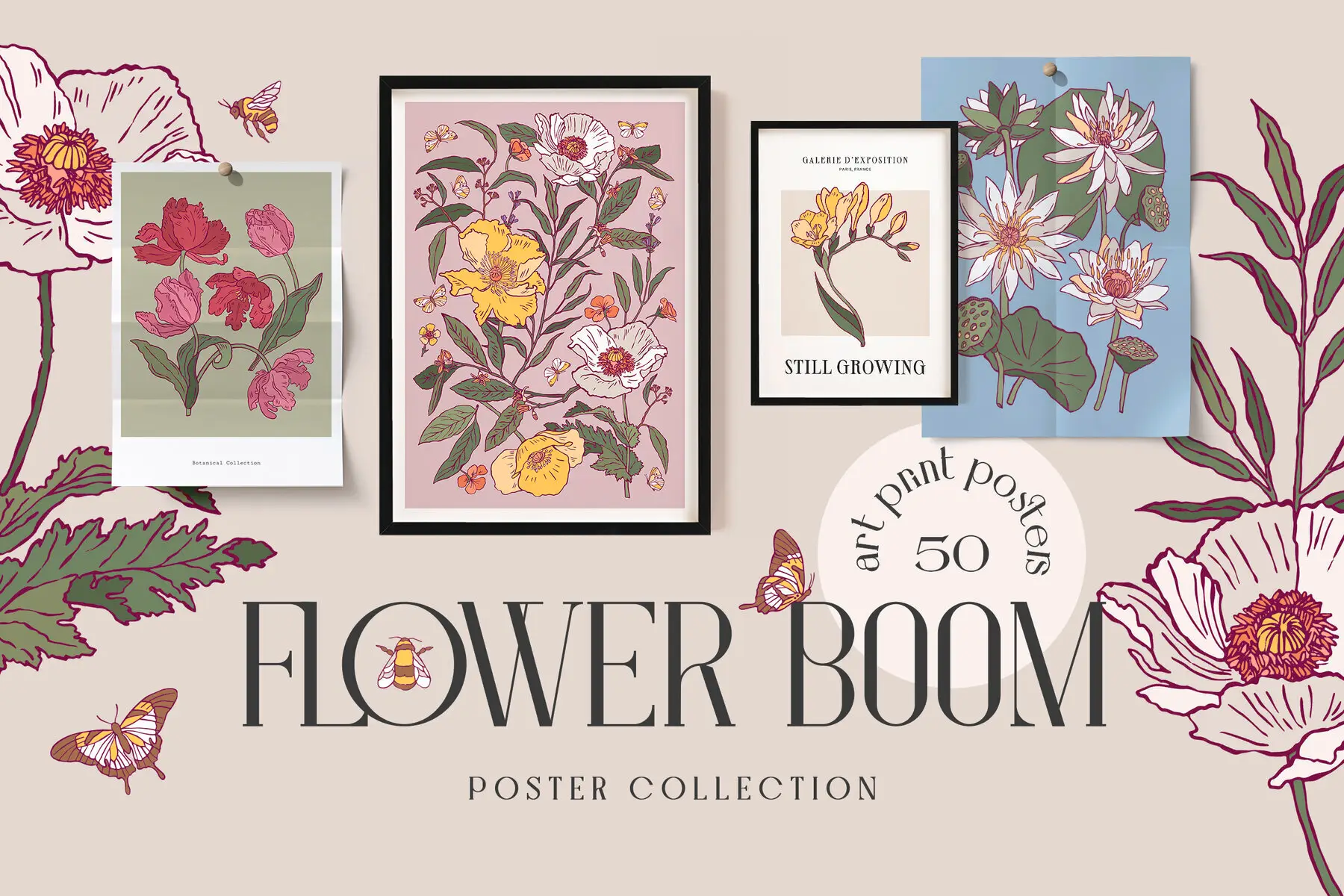 Flower Boom Prints Posters Graphics - YouWorkForThem