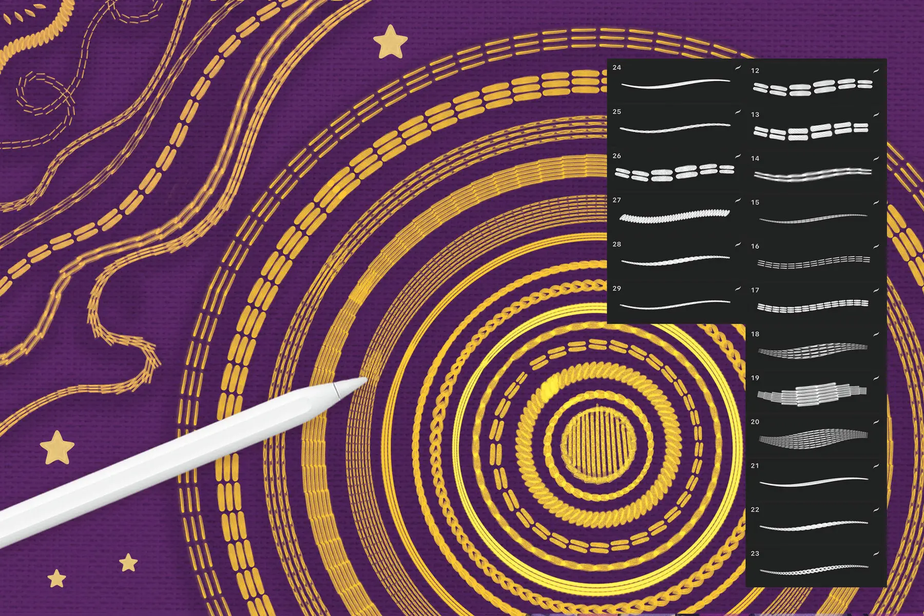 Procreate Magic Stitches and Patterns Brushes - YouWorkForThem