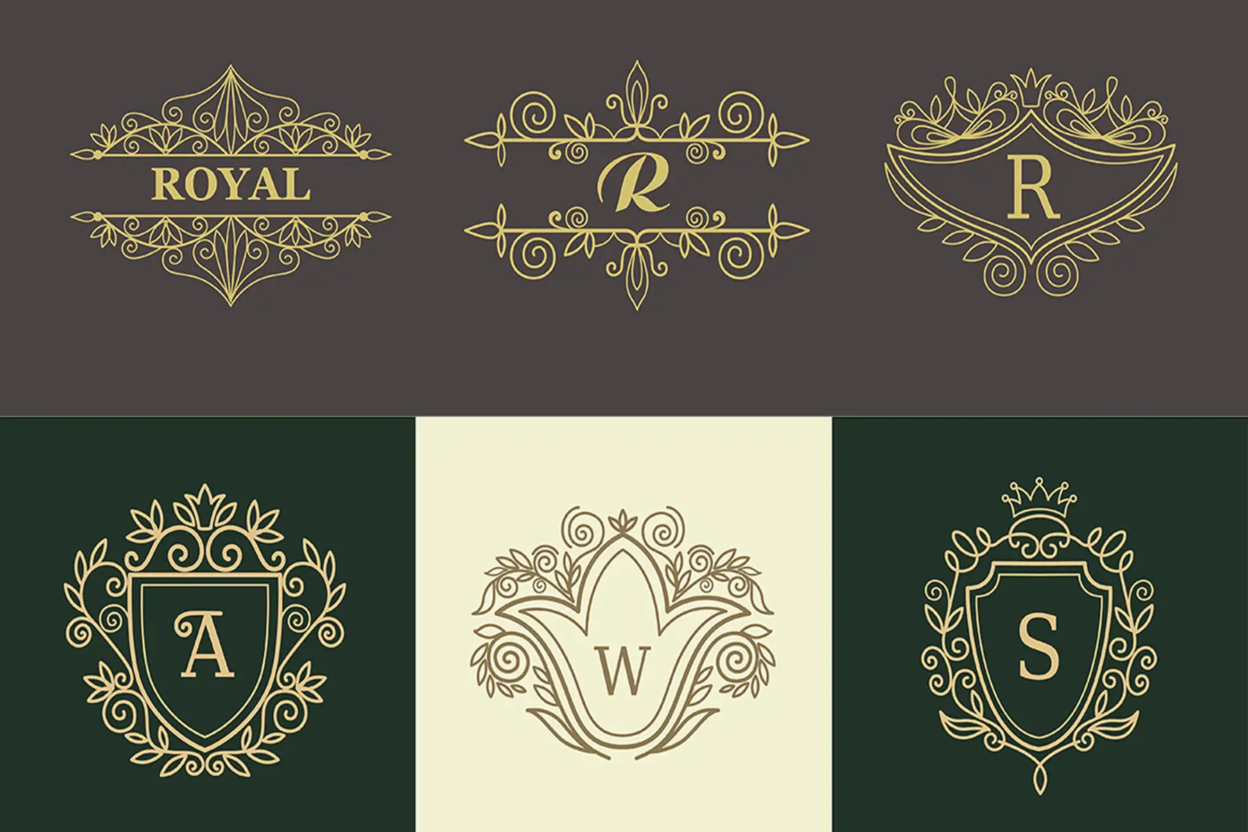 Vintage Frames and Monogram Set Illustrations - YouWorkForThem