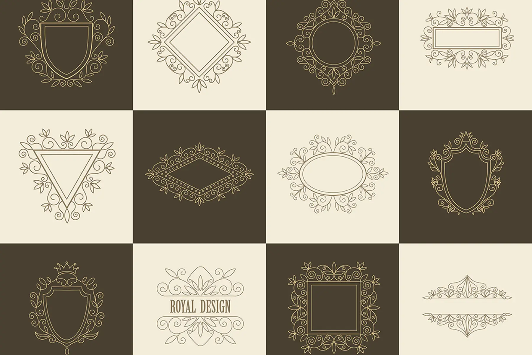 Vintage Frames and Monogram Set Illustrations - YouWorkForThem