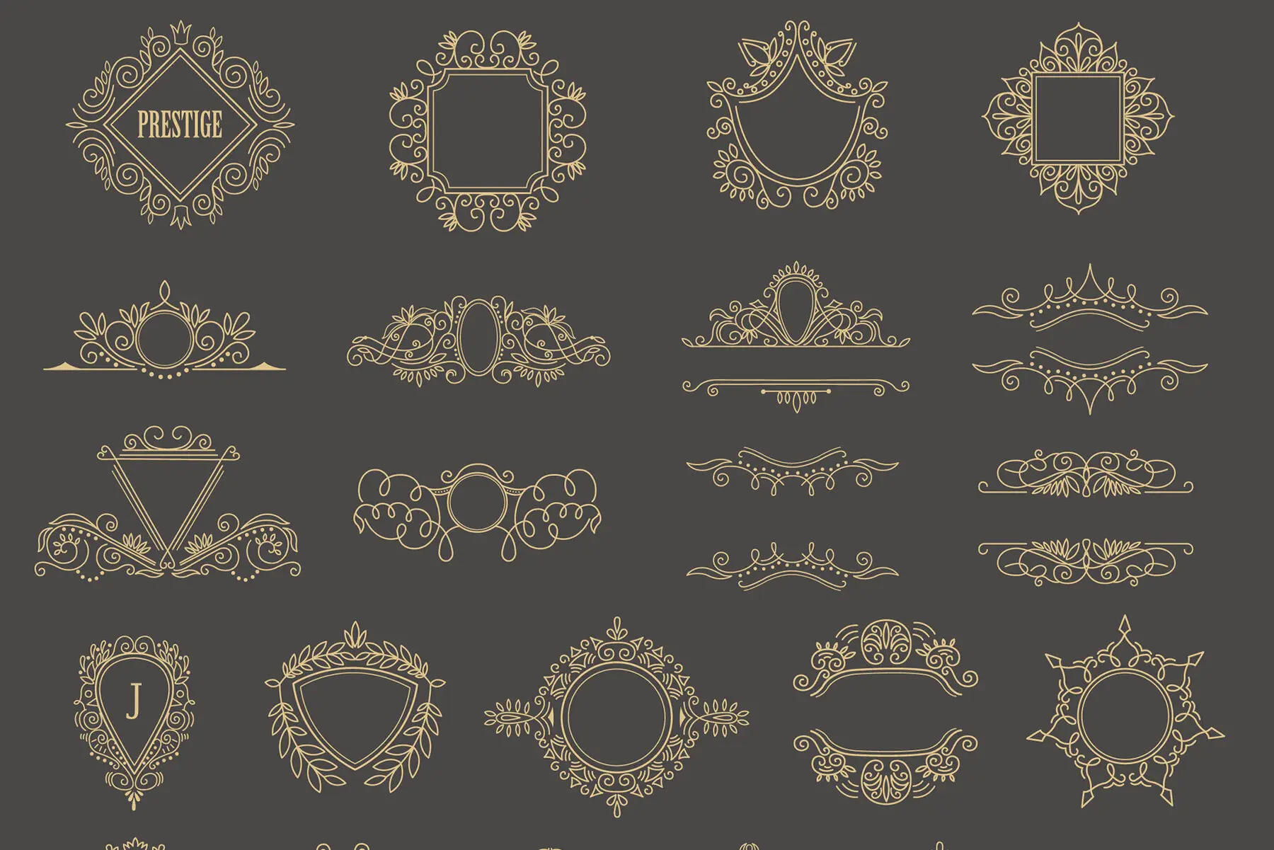 Vintage Frames and Monogram Set Illustrations - YouWorkForThem