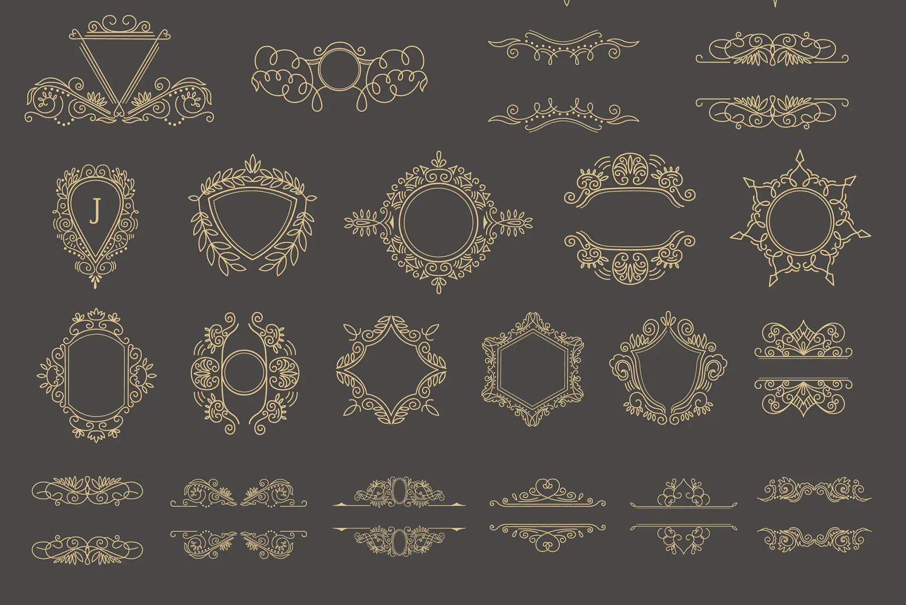 Vintage Frames and Monogram Set Graphics - YouWorkForThem