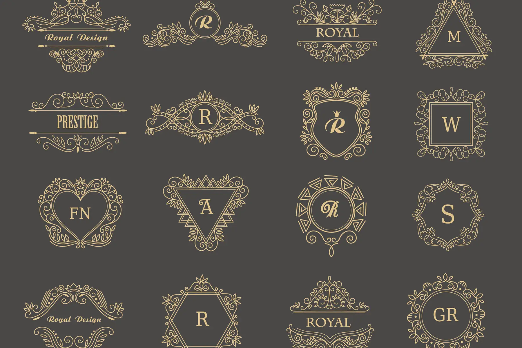 Vintage Frames and Monogram Set Graphics - YouWorkForThem