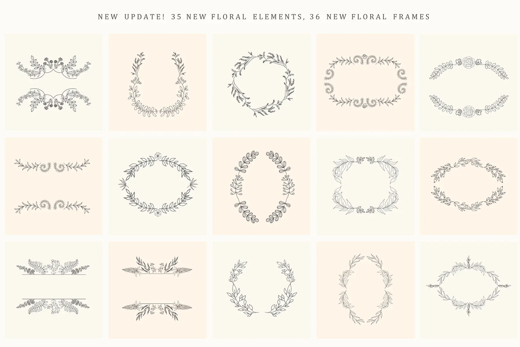 Hand Drawn Floral Elements Frames Graphics - YouWorkForThem