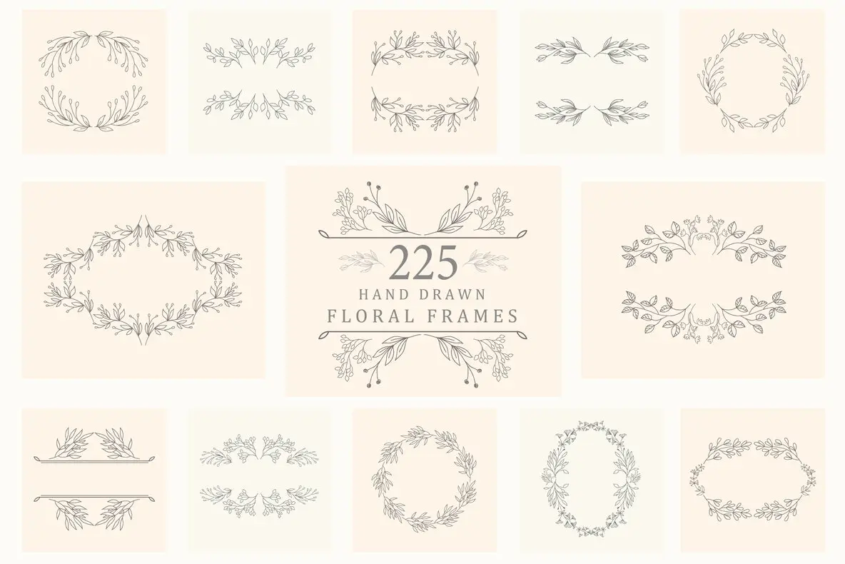 Hand drawn floral frames Bundle Graphics - YouWorkForThem