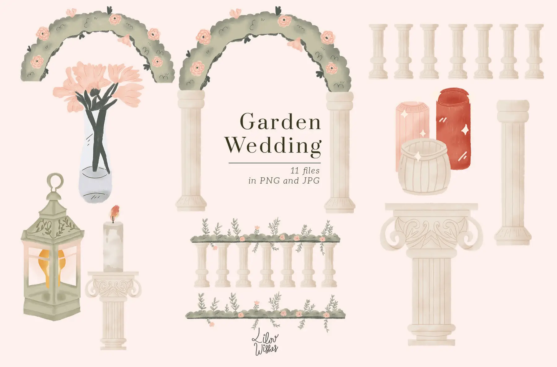 Garden Wedding Elements Graphic Graphics - YouWorkForThem