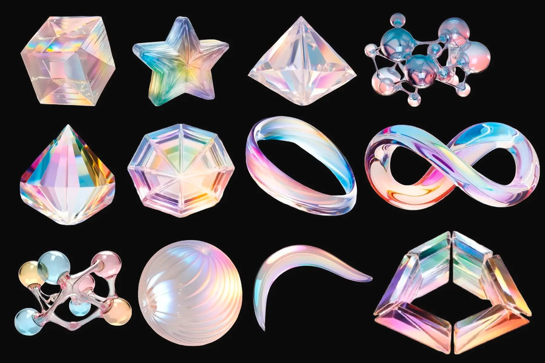 Abstract 3D Glass Shapes Graphics - YouWorkForThem