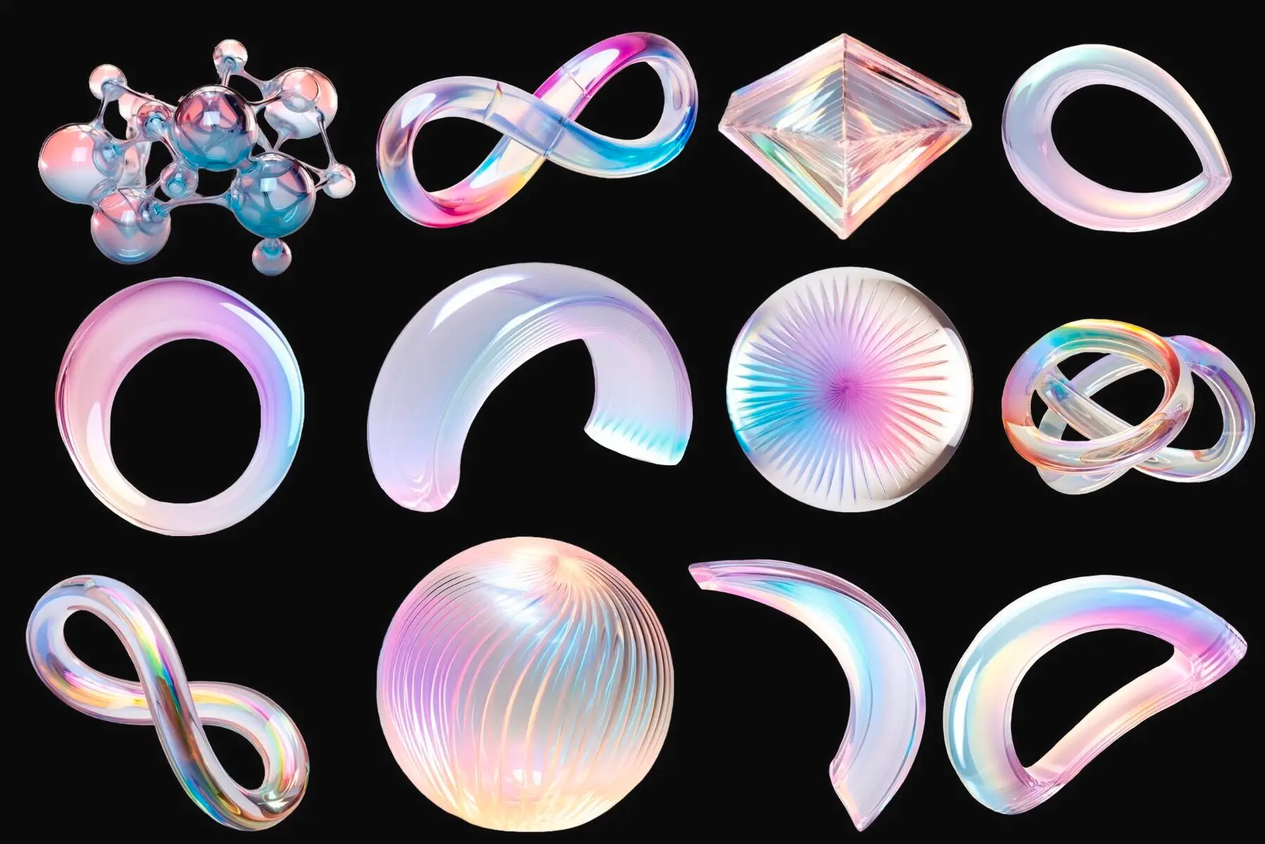 Abstract 3D Glass Shapes Graphics - YouWorkForThem