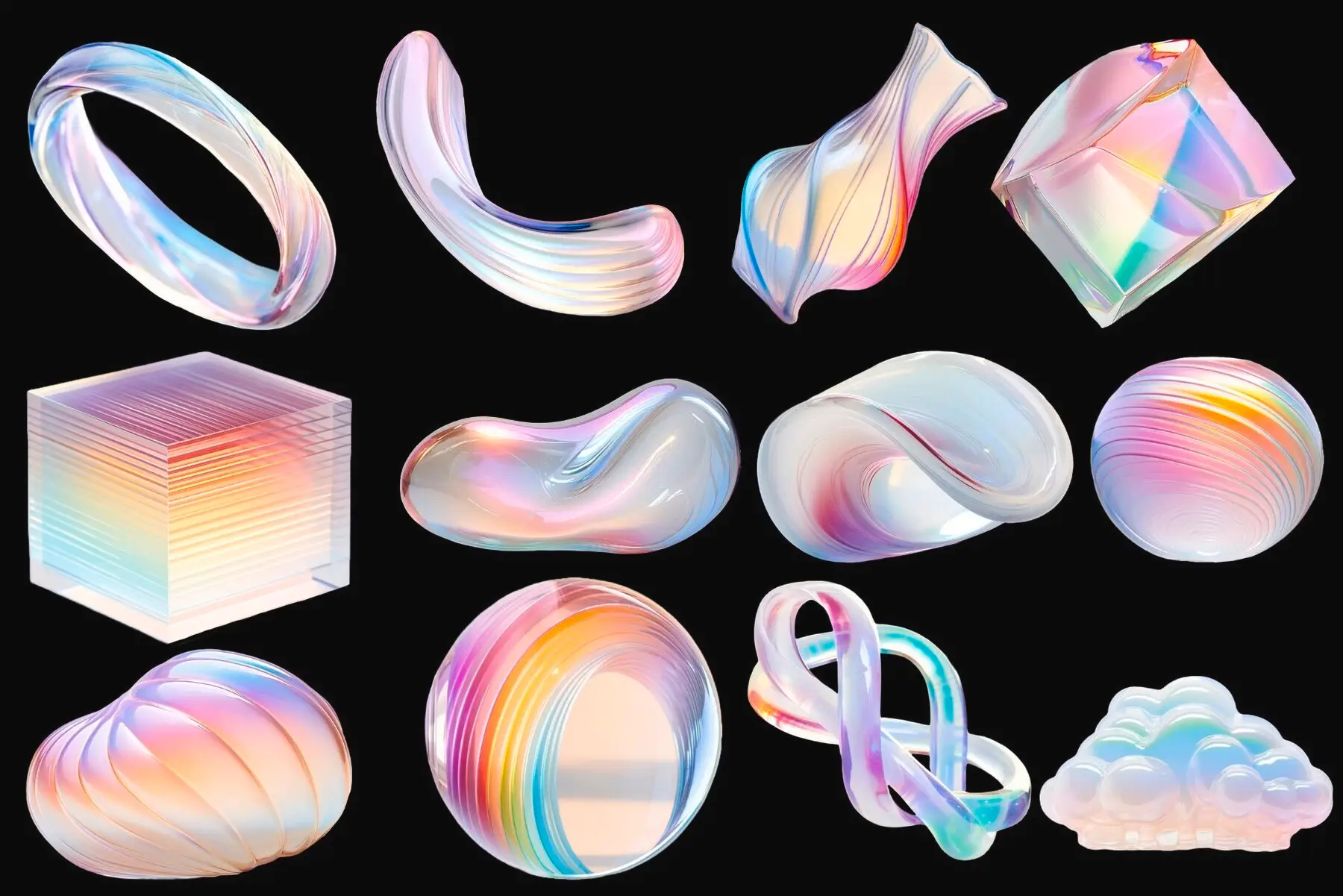 Abstract 3D Glass Shapes Graphics - YouWorkForThem