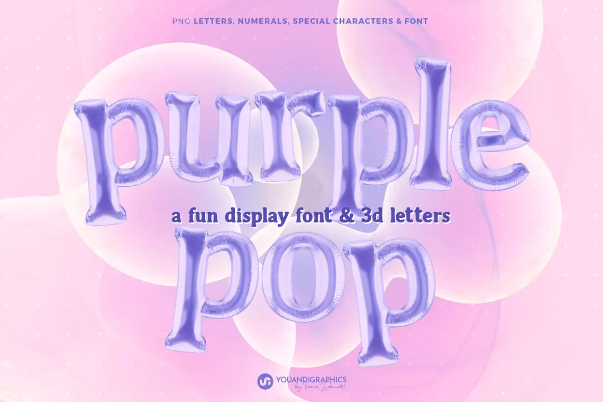 Purple Pop 3D Letters and Font Graphics - YouWorkForThem