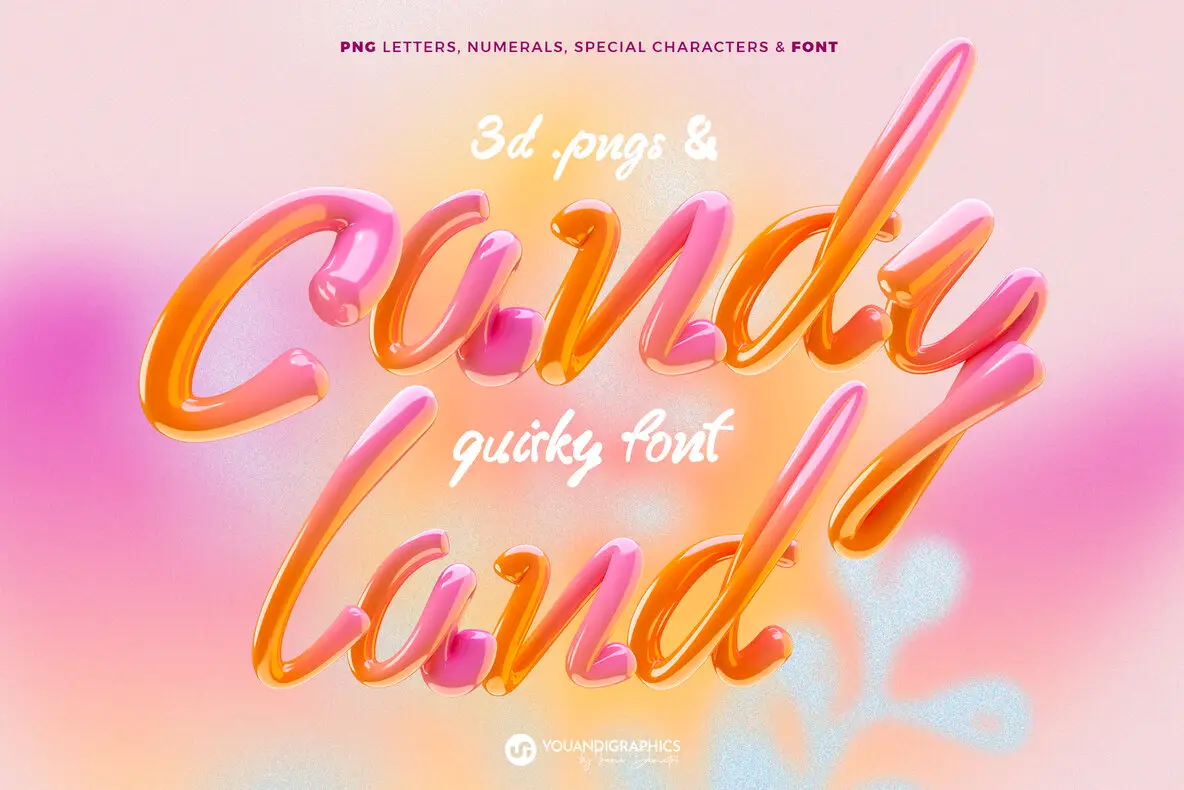 Candy Land 3D Letters and Font Graphics - YouWorkForThem