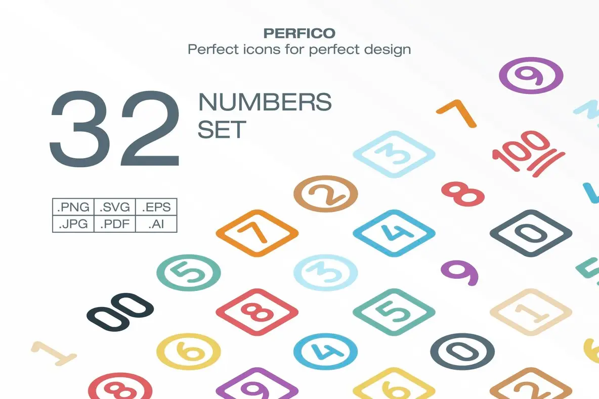 Perfico Numbers icon set Graphics - YouWorkForThem