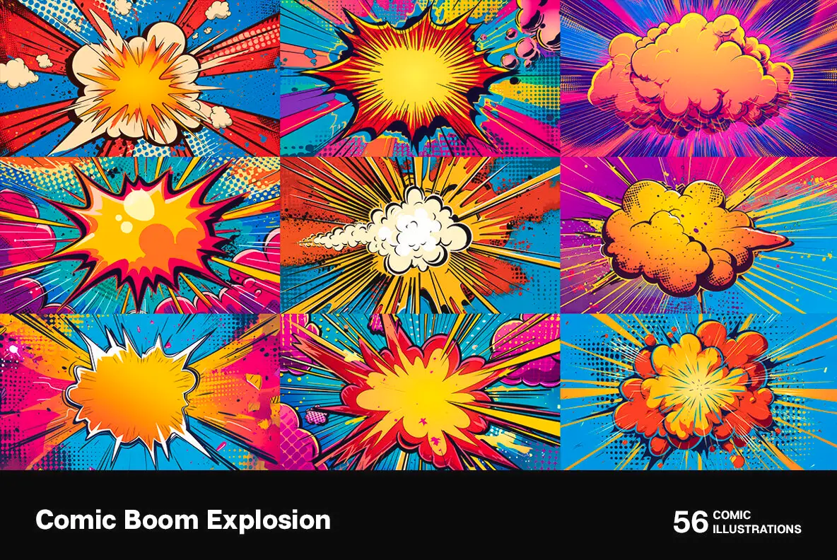 Comic Boom Explosions Graphics - YouWorkForThem