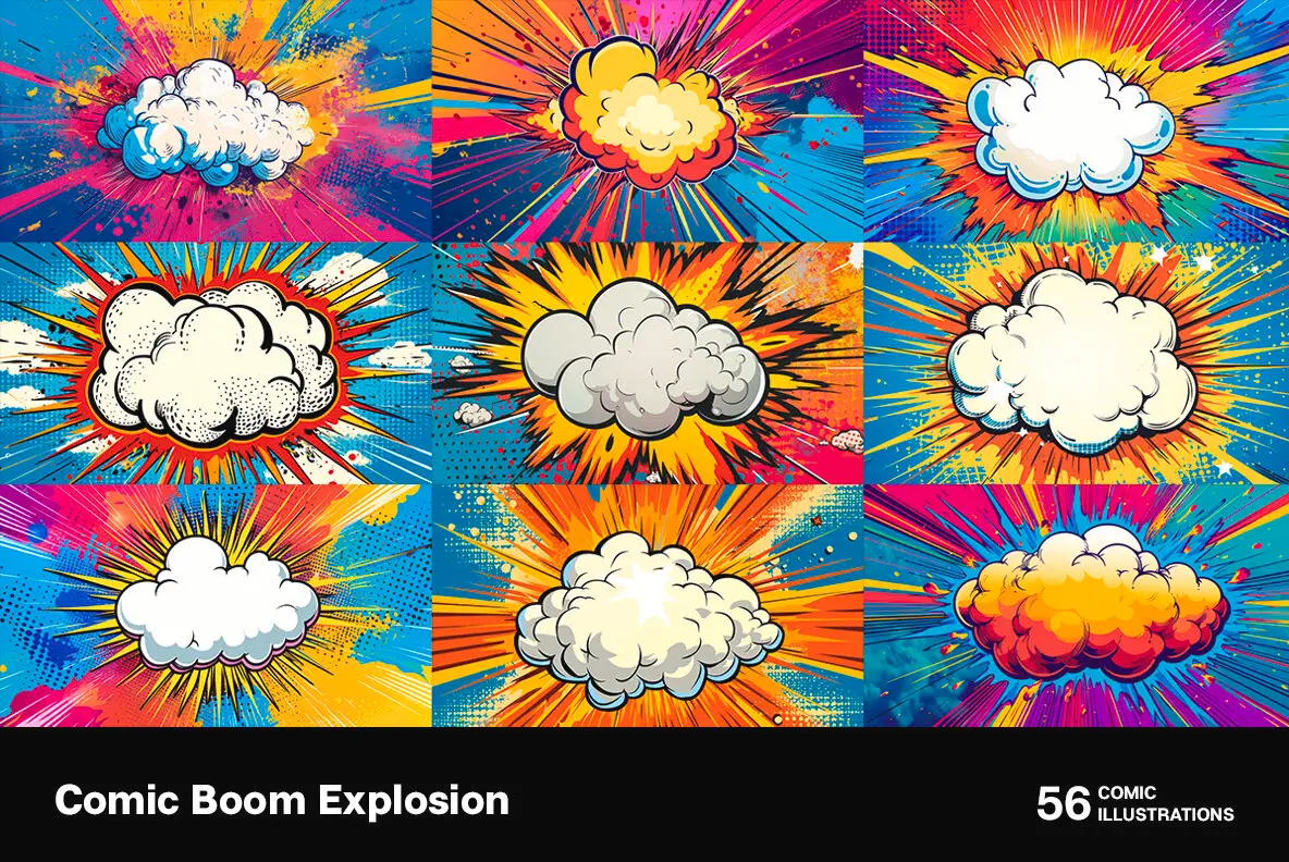Comic Boom Explosions Graphics - YouWorkForThem