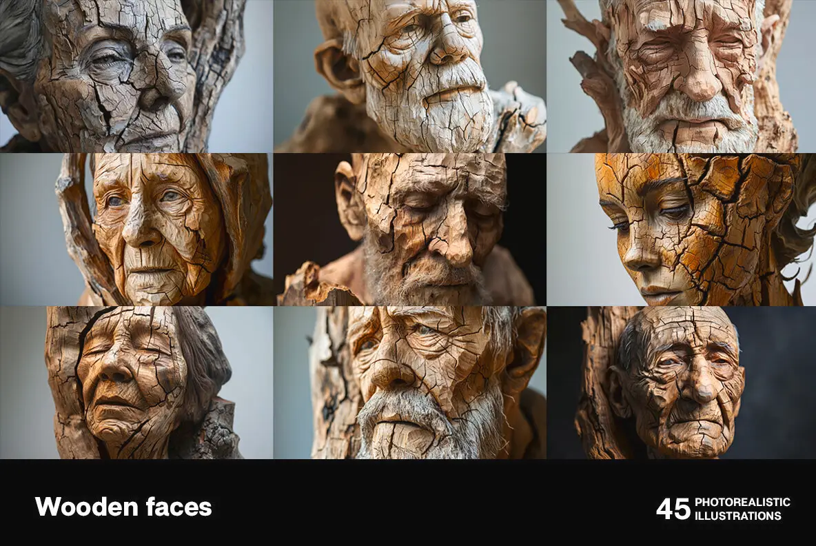 Wooden Faces Graphics - YouWorkForThem
