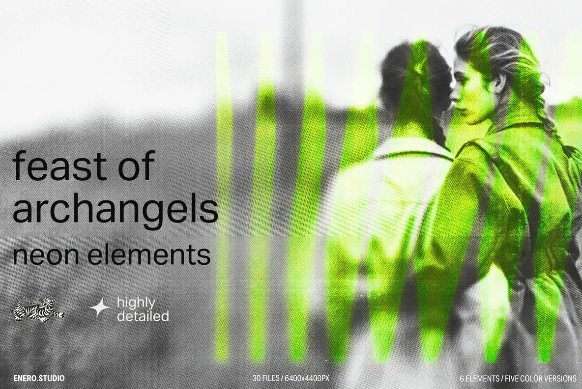 Feast of Archangels - Neon elements Graphics - YouWorkForThem