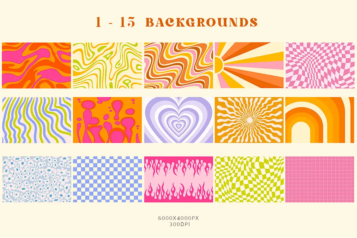 Retro Groovy Hippie Patterns Graphics - YouWorkForThem