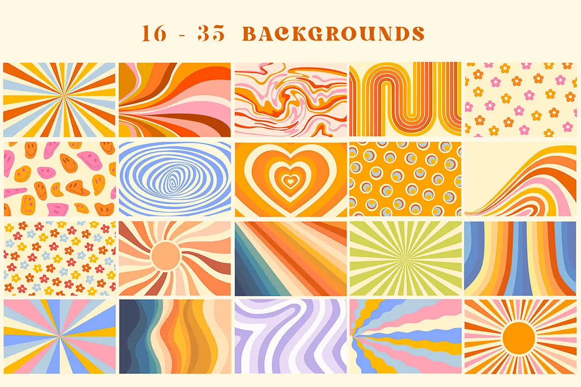 Retro Groovy Hippie Patterns Graphics - YouWorkForThem