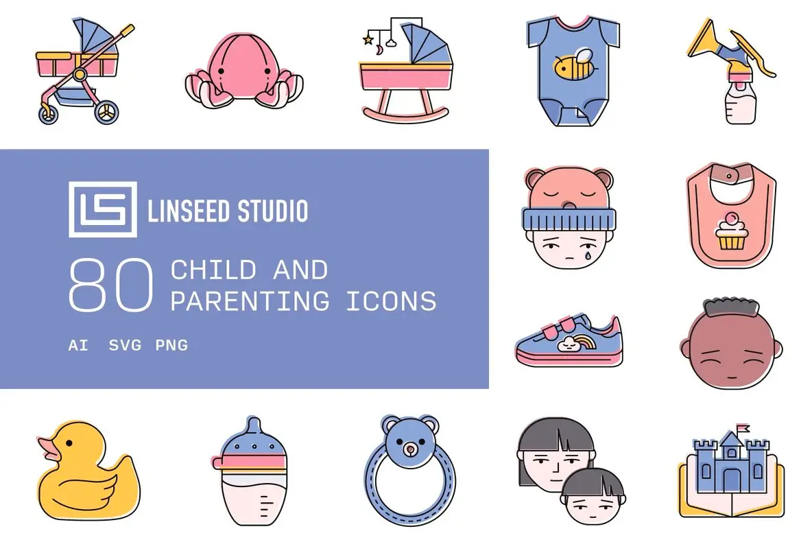 80 Child and Parenting Icons Graphics - YouWorkForThem