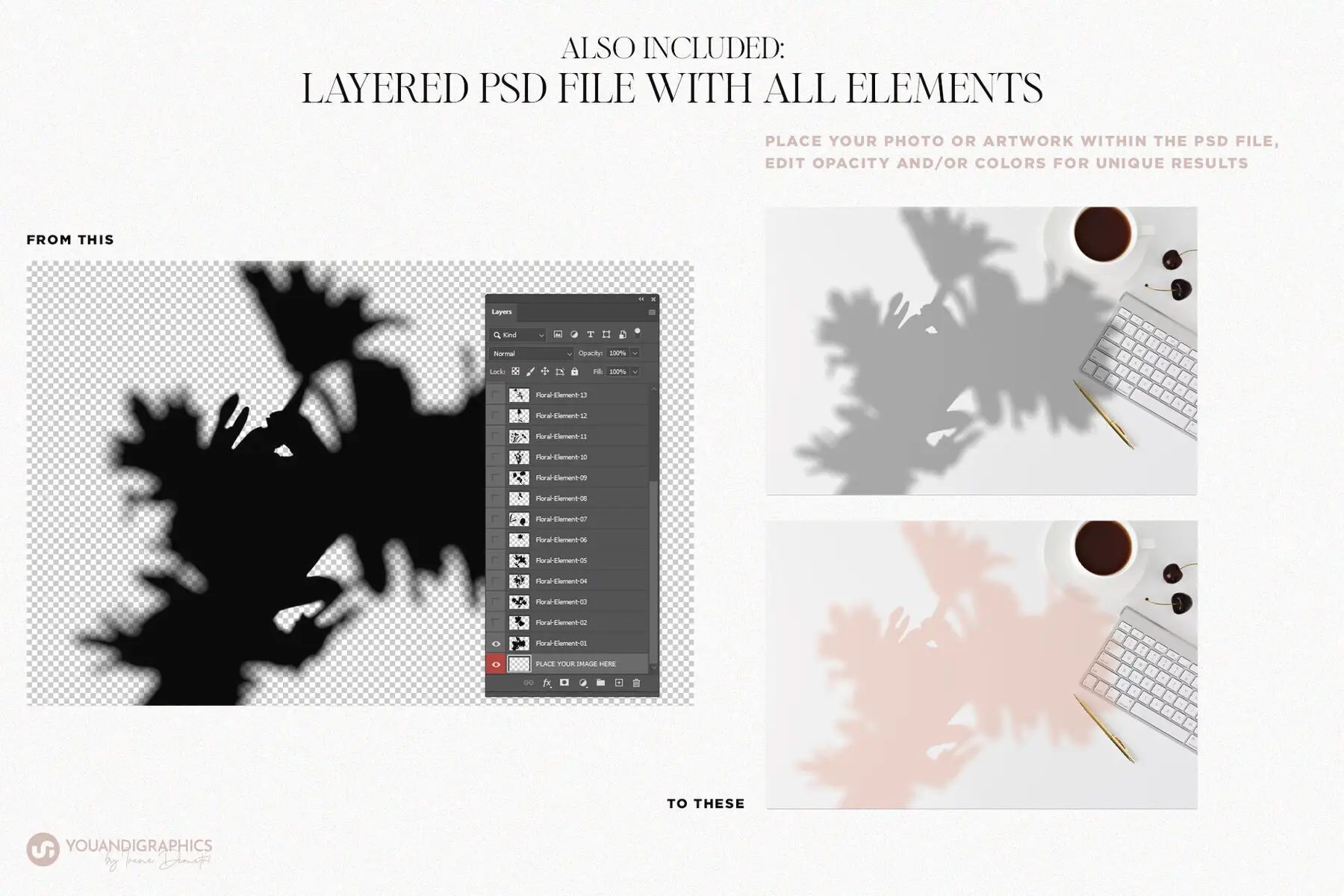 Floral Shadows Overlays Light Streaks - YouWorkForThem