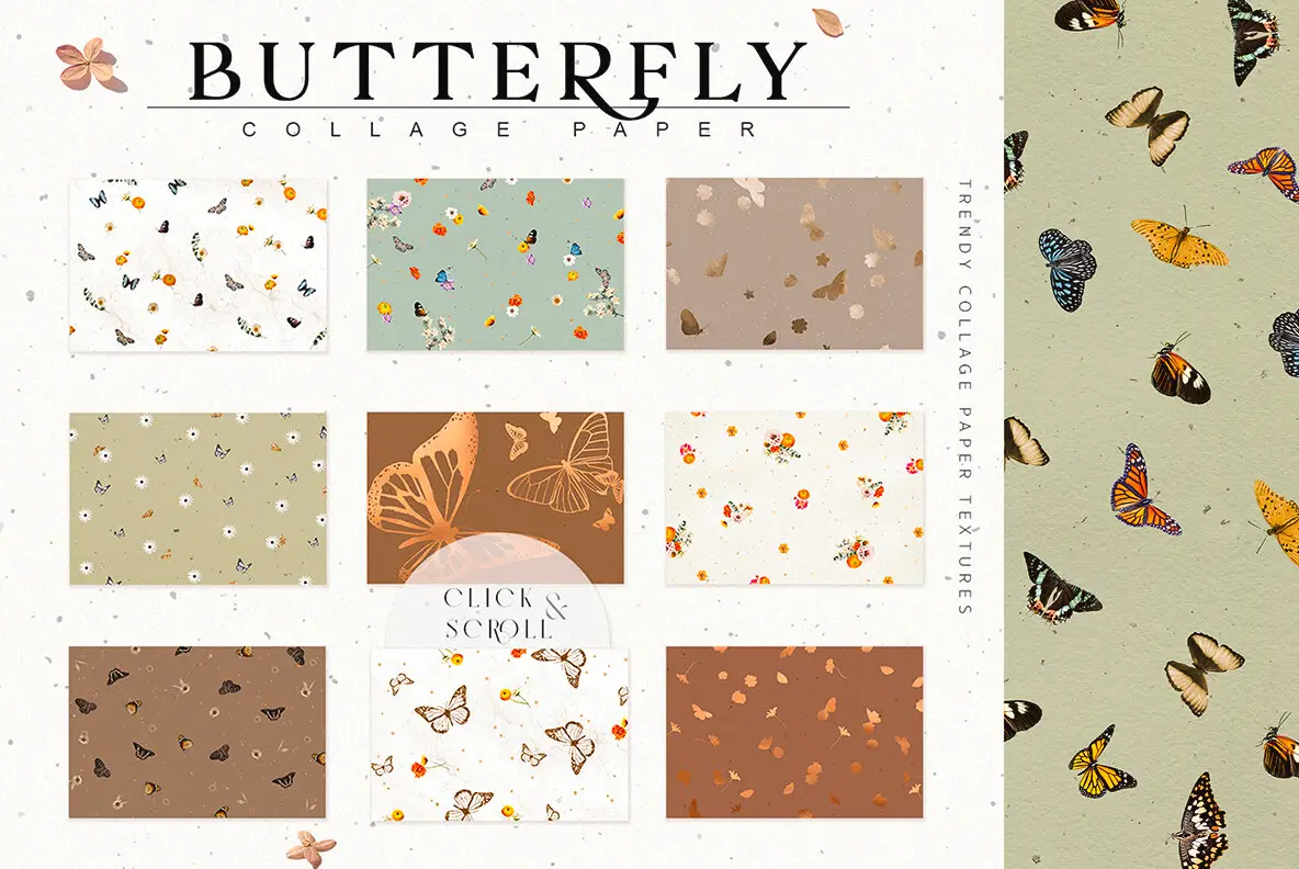 Butterfly Collage Paper Textures Graphics - YouWorkForThem
