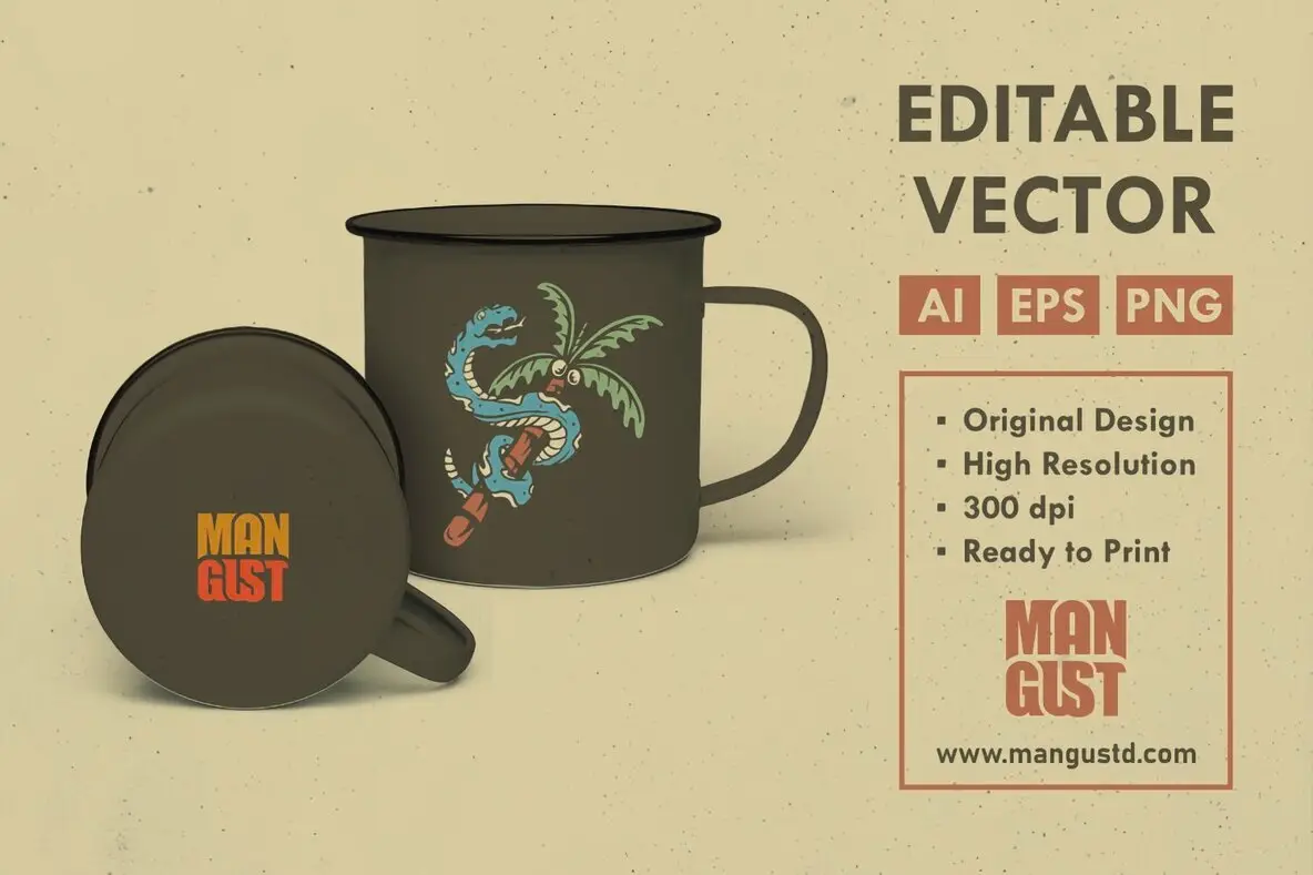 Snake and Coconut Tree Graphics - YouWorkForThem