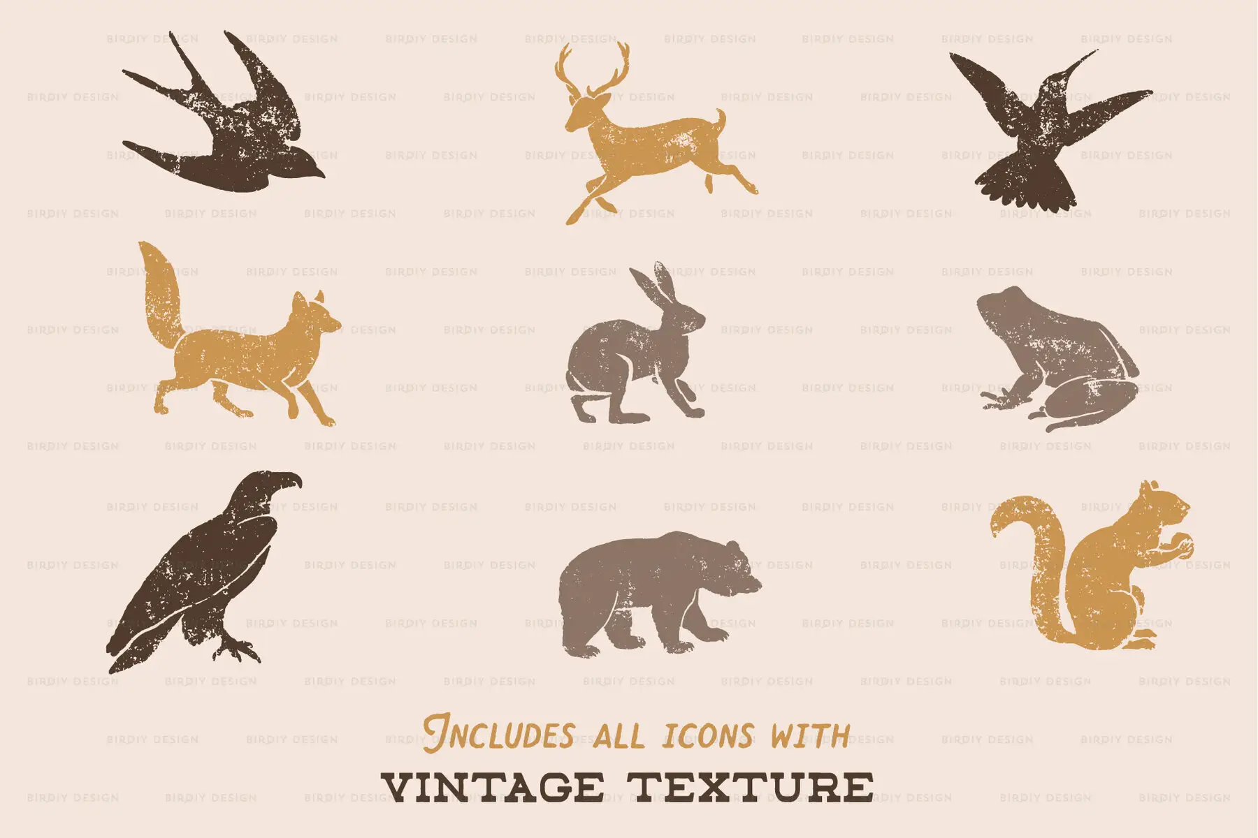 Forest Animal Icons Hand Drawn Set Graphics - YouWorkForThem