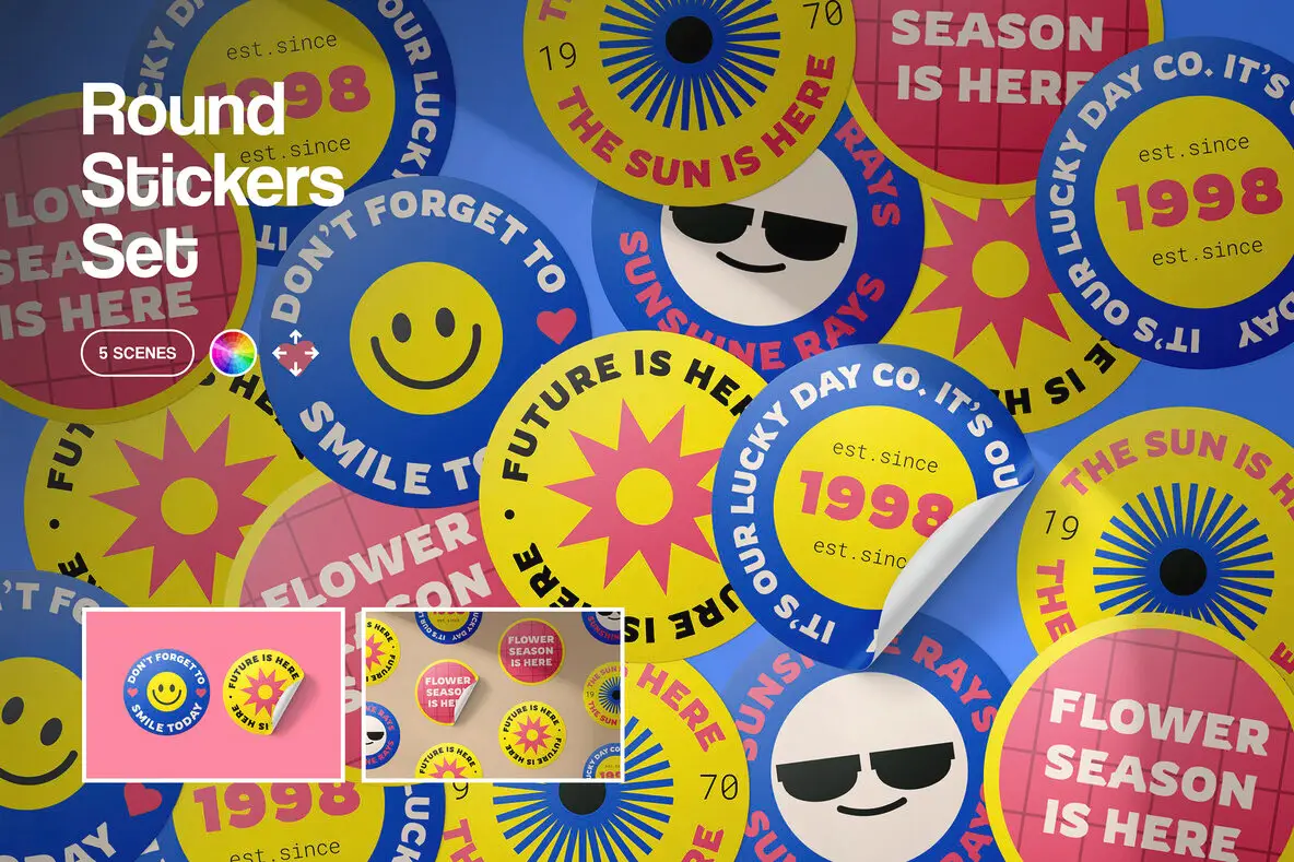 Round Stickers Mockup Set Graphics - YouWorkForThem