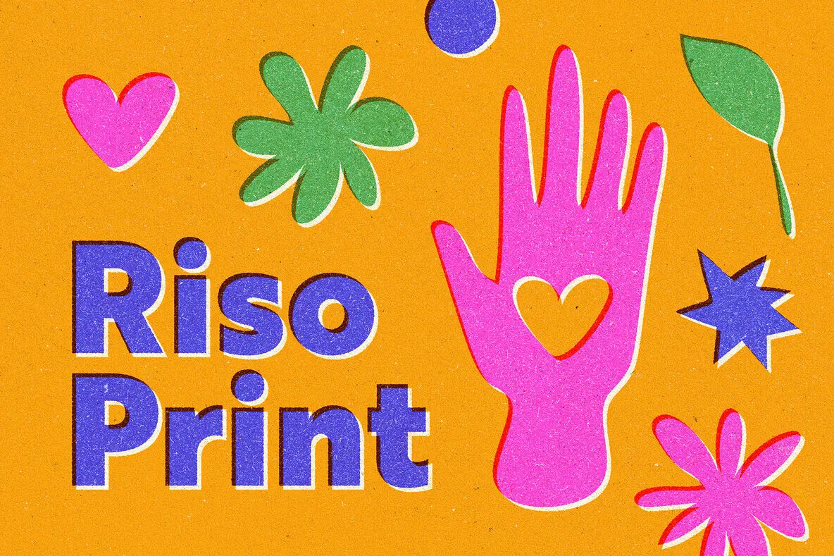 Risoprint Grunge Text Logo Effect - YouWorkForThem