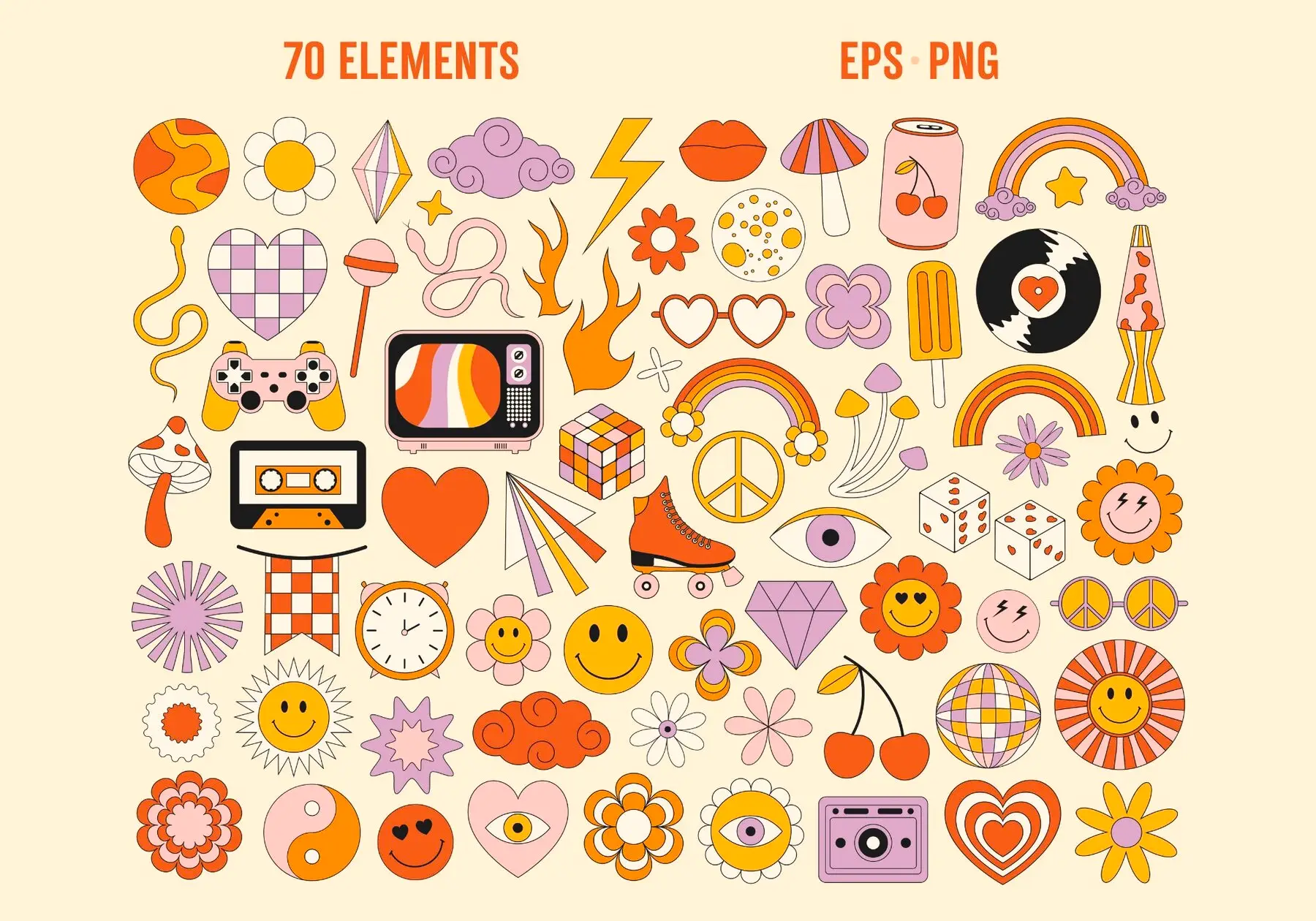 114 Vibrant Retro Graphic Collection Graphics - YouWorkForThem