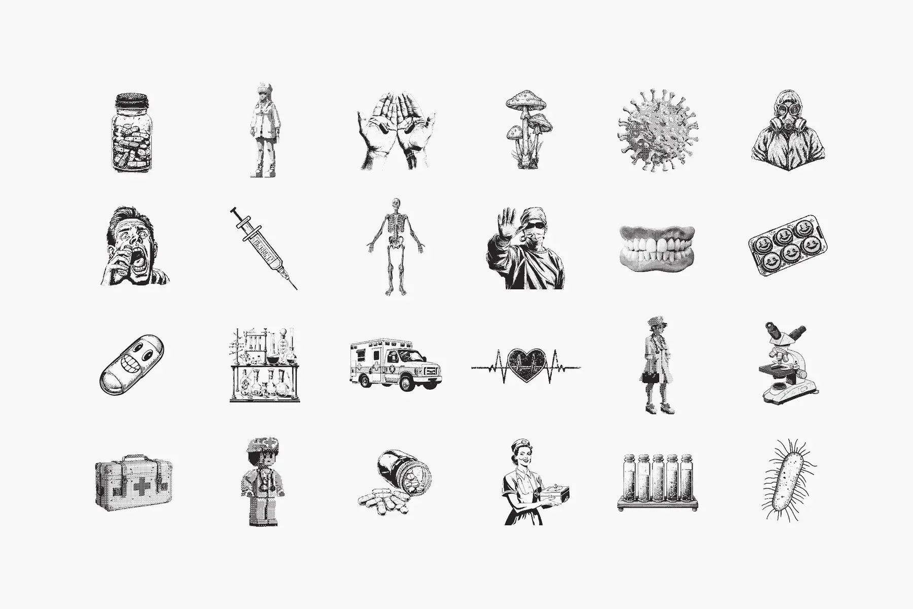 Science Medical Dithering Bitmap Shapes Graphics - YouWorkForThem