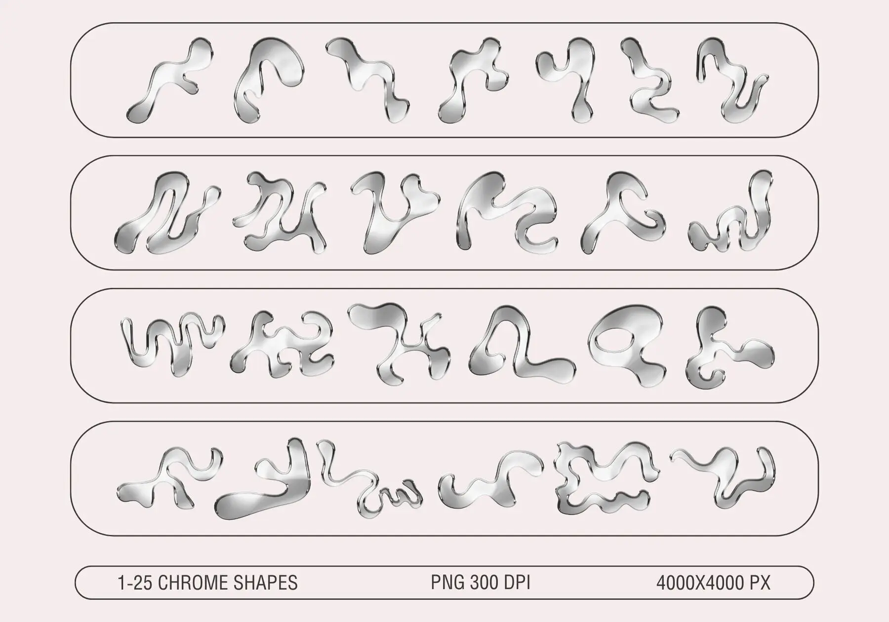 Chrome Liquid Shapes Collection Graphics - YouWorkForThem