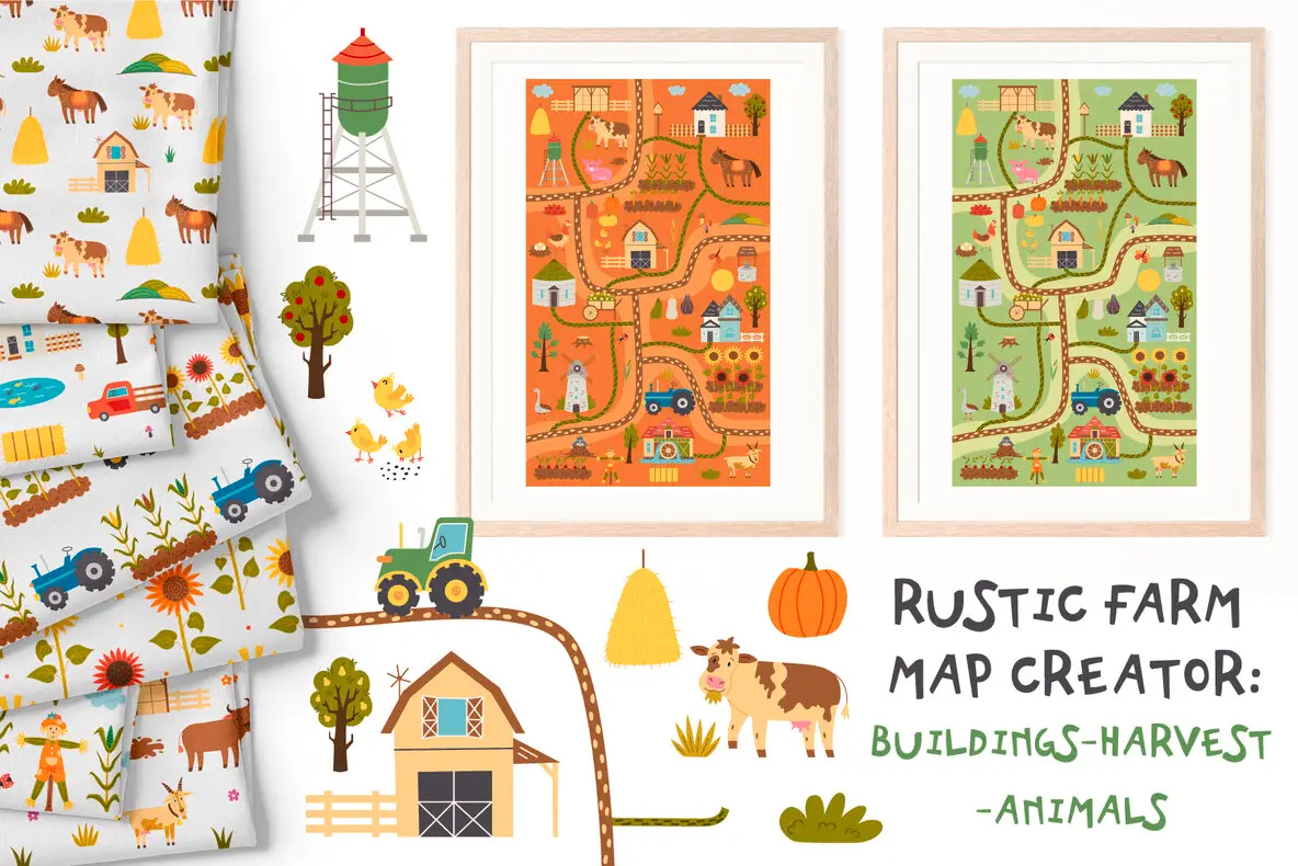 Rustic Farm Map Creator Graphics - YouWorkForThem